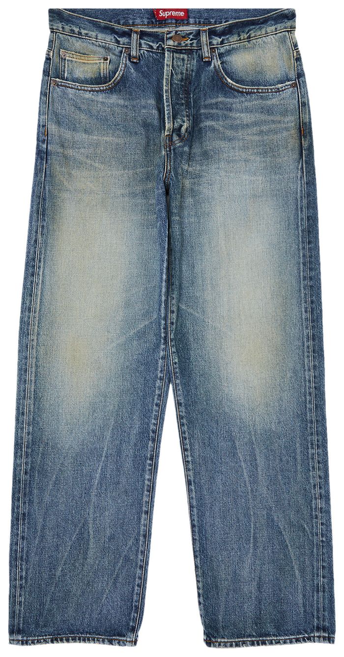 Buy Supreme Distressed Loose Fit Selvedge Jean 'Washed Indigo ...