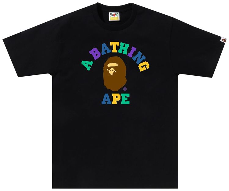 Buy BAPE Colors College Tee 'Black' - 1J30 110 016 BLACK | GOAT
