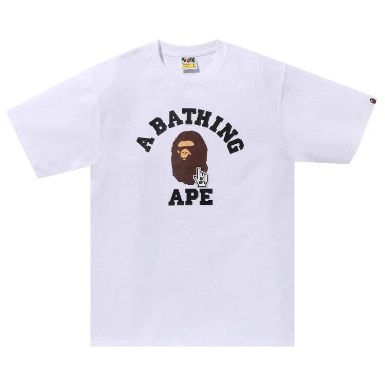 Buy BAPE Go Ape Pointer College Tee 'White' - 1K25 110 001 WHITE | GOAT