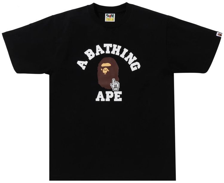 Buy BAPE Go Ape Pointer College Tee 'Black' - 1K25 110 001 BLACK | GOAT