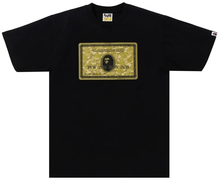 Buy BAPE Card Tee 'Black/Gold' - 1K25 110 002 BLACK GOLD | GOAT