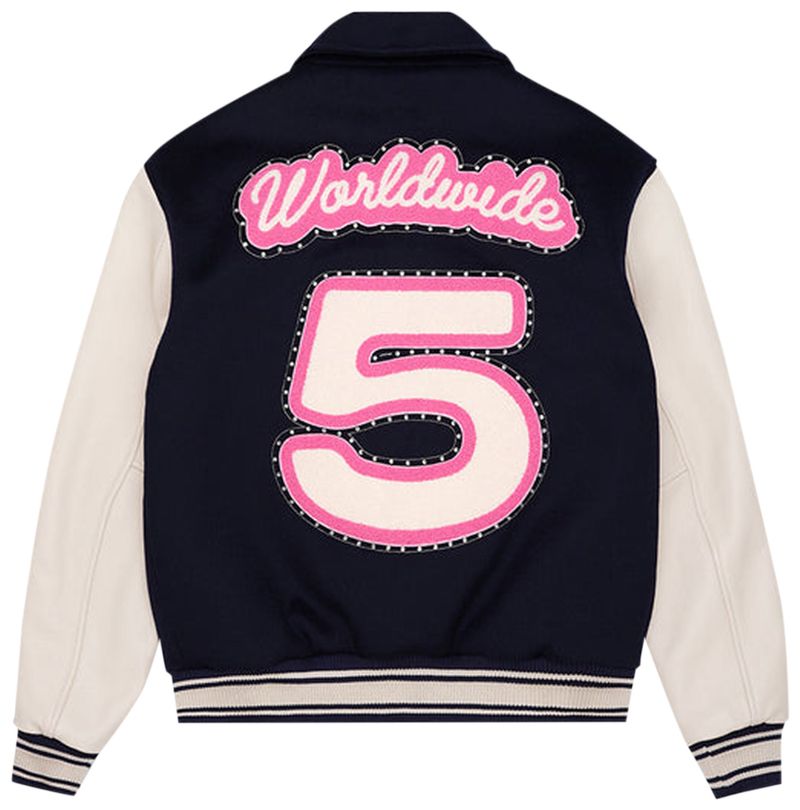 Buy Sp5der Wool Varsity Jacket 'Navy/Cream' - M08OW009WVNC | GOAT