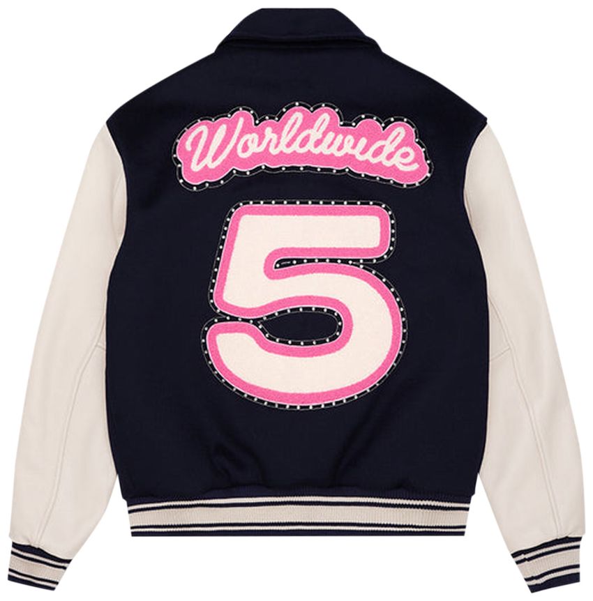 Buy Sp5der Wool Varsity Jacket 'Navy/Cream' - M08OW009WVNC | GOAT