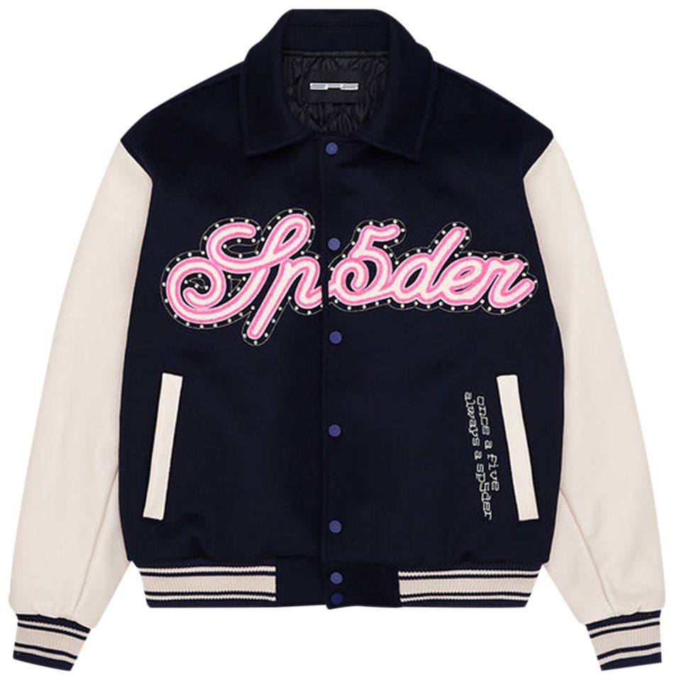 Buy Sp5der Wool Varsity Jacket 'Navy/Cream' - M08OW009WVNC | GOAT