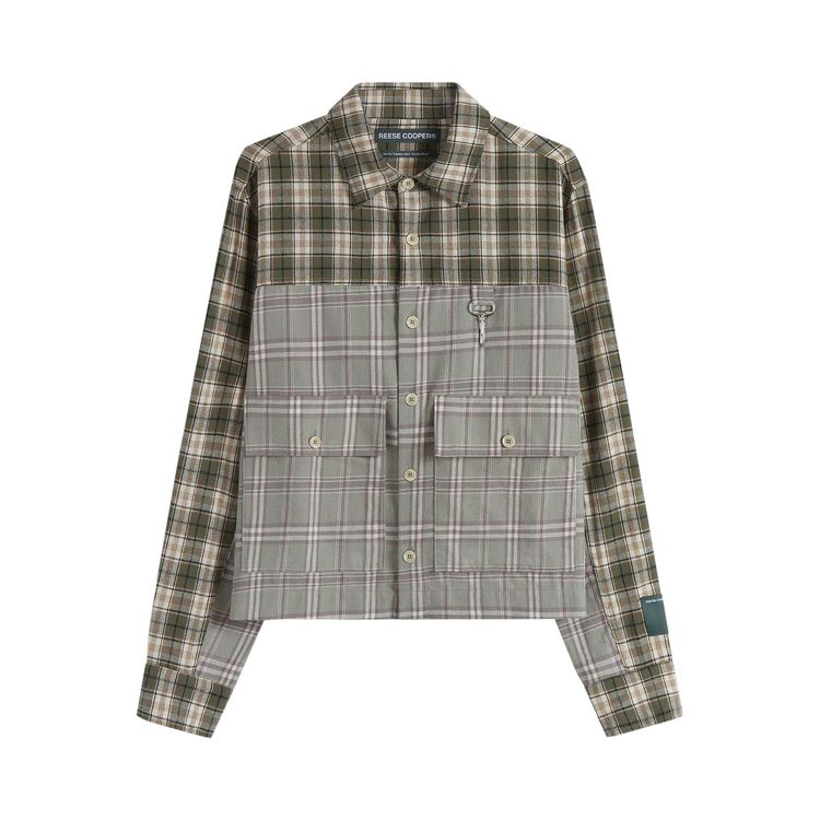 Buy Reese Cooper Cropped Split Flannel Shirt 'Green' - FV0005 | GOAT
