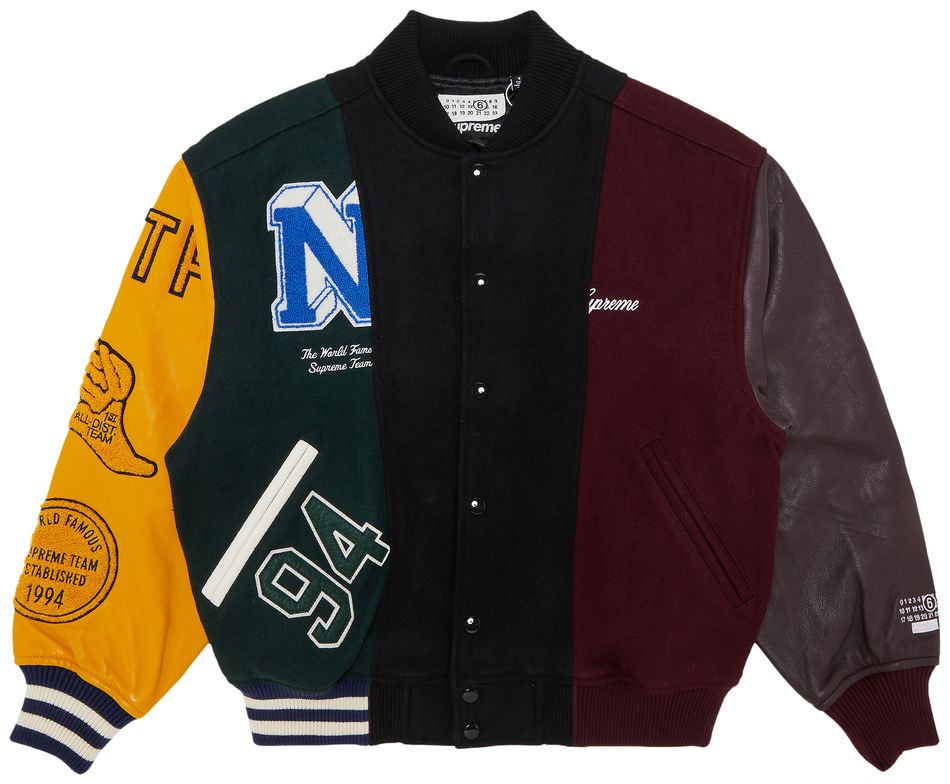 Buy Supreme x MM6 Maison Margiela Split Varsity Jacket 'Multicolor ...