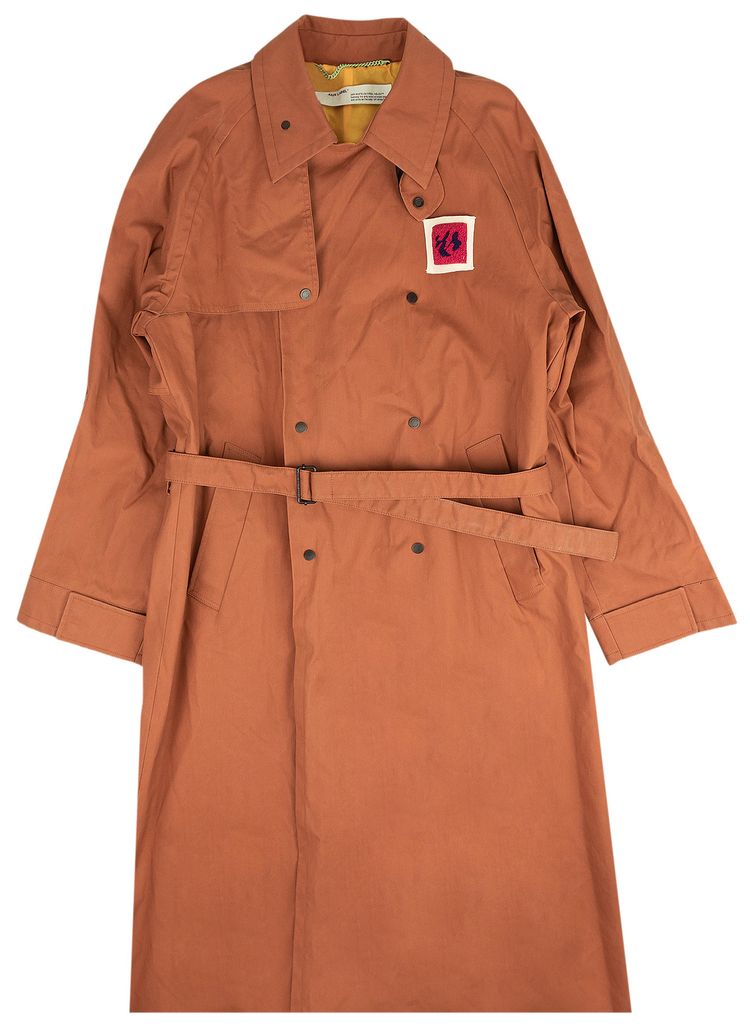Buy Off-White Contrast Trench Coat 'Brown' - OMEA198F19F130035000 | GOAT