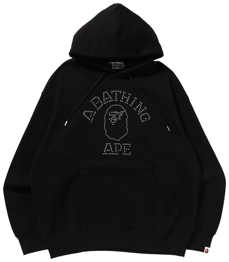 Buy BAPE Rhinestone College Pullover Hoodie 'Black' - 1K30 114 306 ...