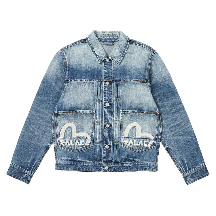 Buy Palace x Evisu Dice Denim Jacket 'Light Wash' - P26EVSJK001 | GOAT