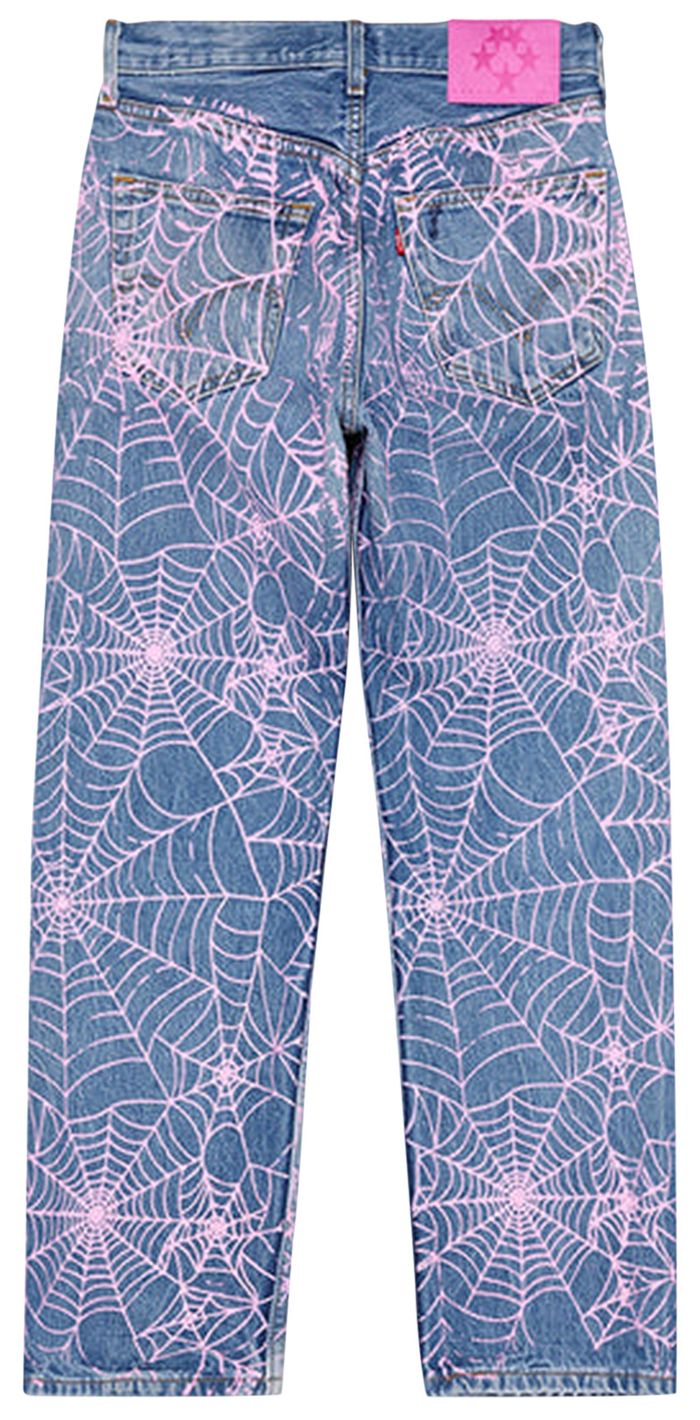 Buy Sp5der Vintage 501 Denim 'AOP Pink Web' - M05PA008VPBP | GOAT