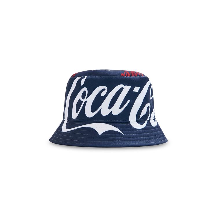 Buy Kith x Coca-Cola x Mitchell & Ness Coke Logo Bucket Hat 'Navy/Multi ...