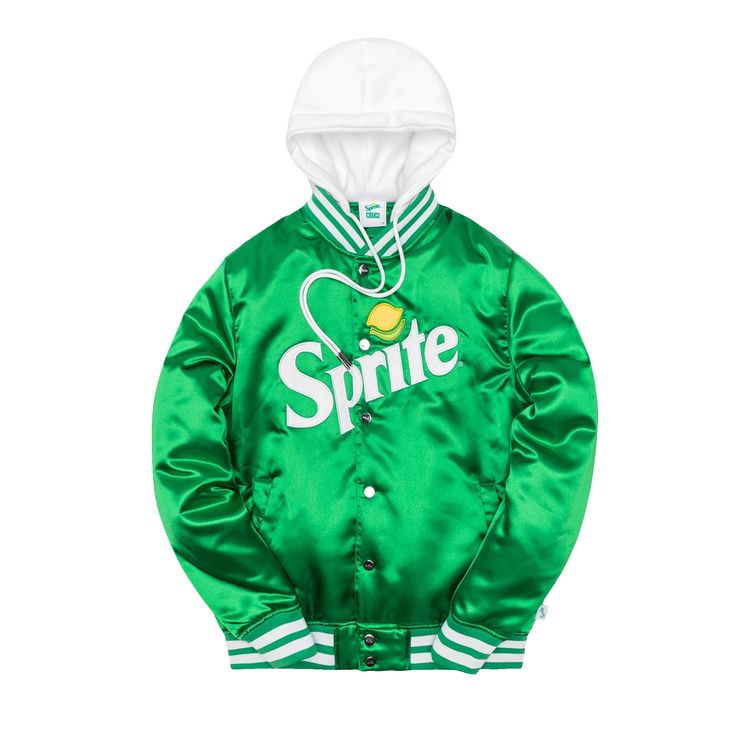 Buy Kith x Sprite Satin Hooded Varsity Jacket 'Green' - KH1200 106 | GOAT