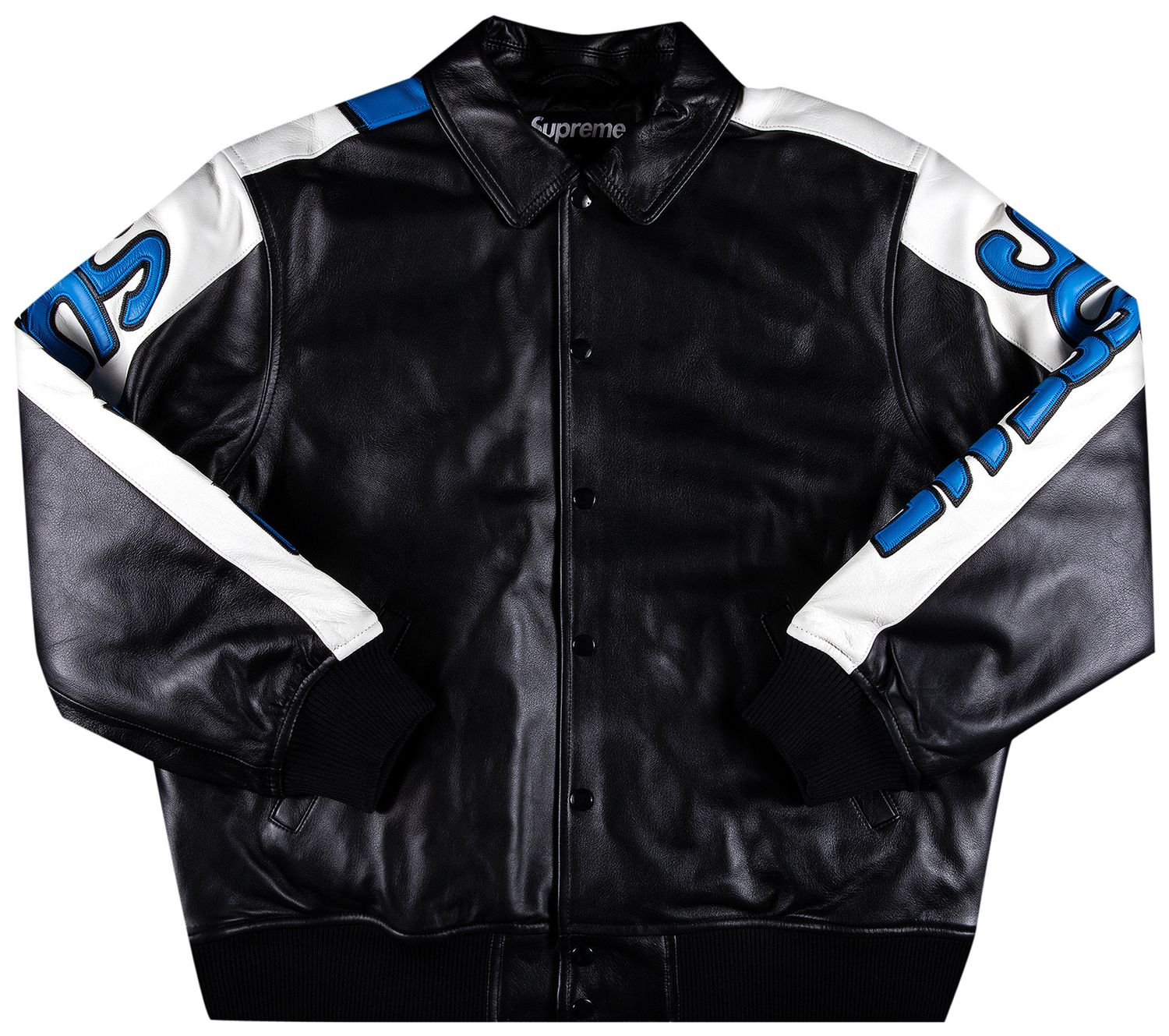 Buy Supreme x Smurfs Leather Varsity Jacket 'Black' - FW20J45 BLACK | GOAT