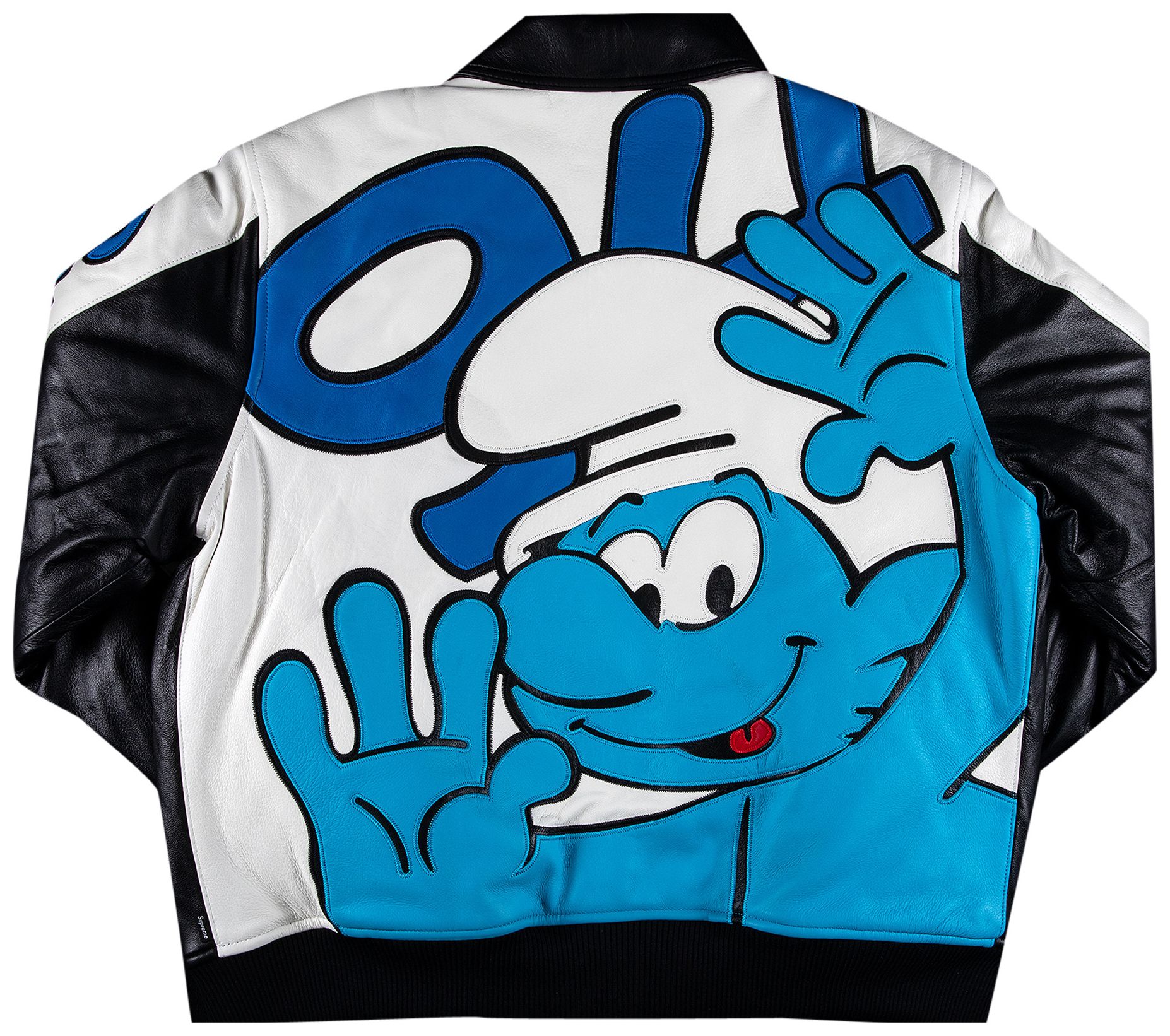 Buy Supreme x Smurfs Leather Varsity Jacket 'Black' - FW20J45 BLACK | GOAT