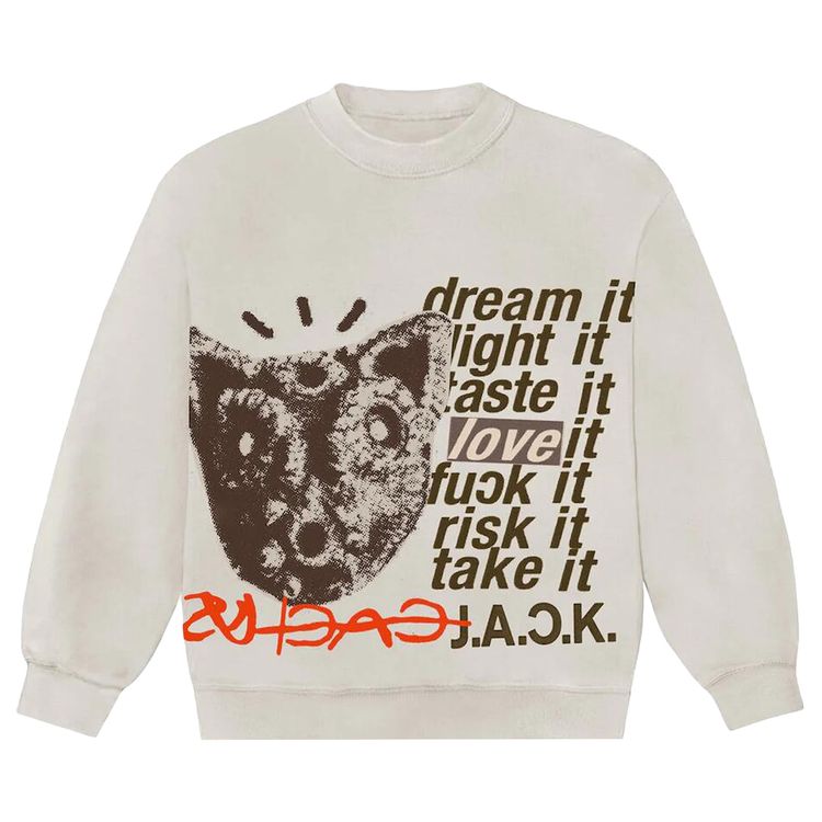 Buy Cactus Jack by Travis Scott D.L.T.L.F.R.T. Crewneck 'Cream' - CJJ1 CS06 CREA | GOAT