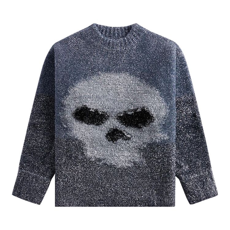 Buy ERL Glitter Skull Intarsia Pullover 'Silver' - ERL08N367 SILV | GOAT