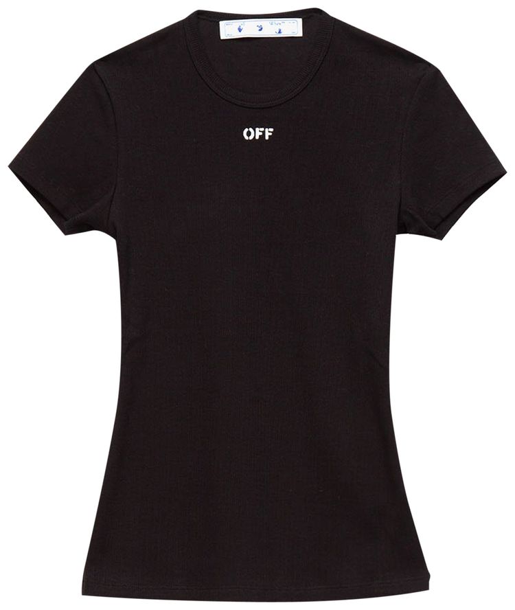 Buy Off-White Basic Ribbed Tee 'Black/White' - OWAA065R21JER0011001 | GOAT