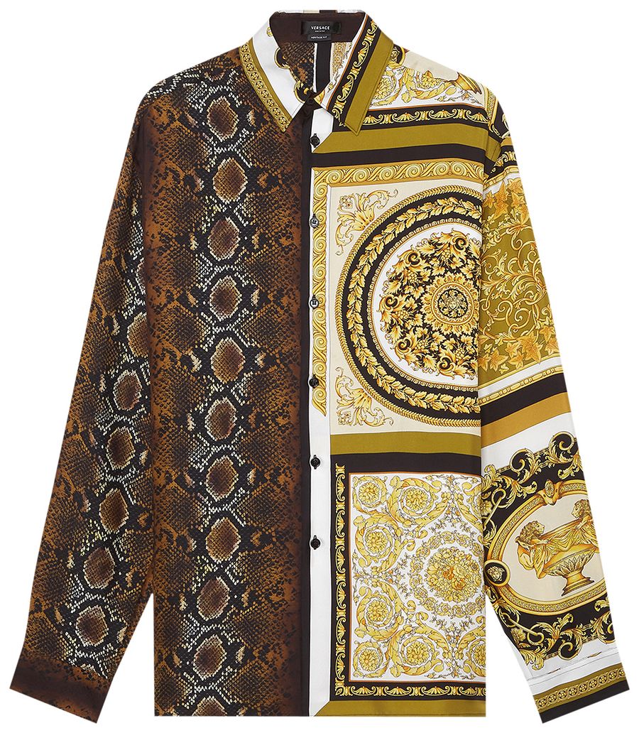 Buy Versace Mixed Print Silk Shirt 'Gold/Brown/White' - A84050 1F006625 ...