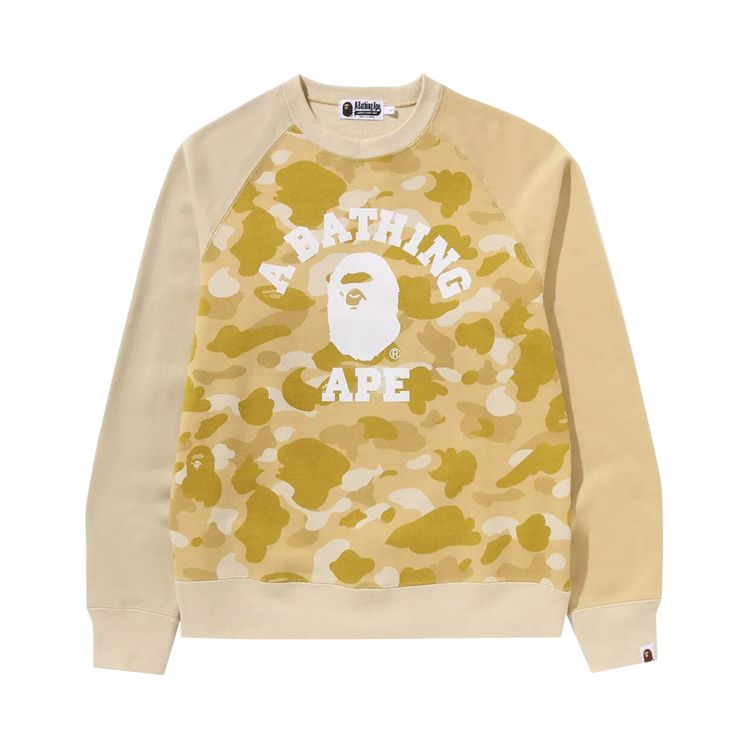 Buy BAPE Color Camo College Crewneck 'Yellow' - 1K30 113 001 YELLOW | GOAT