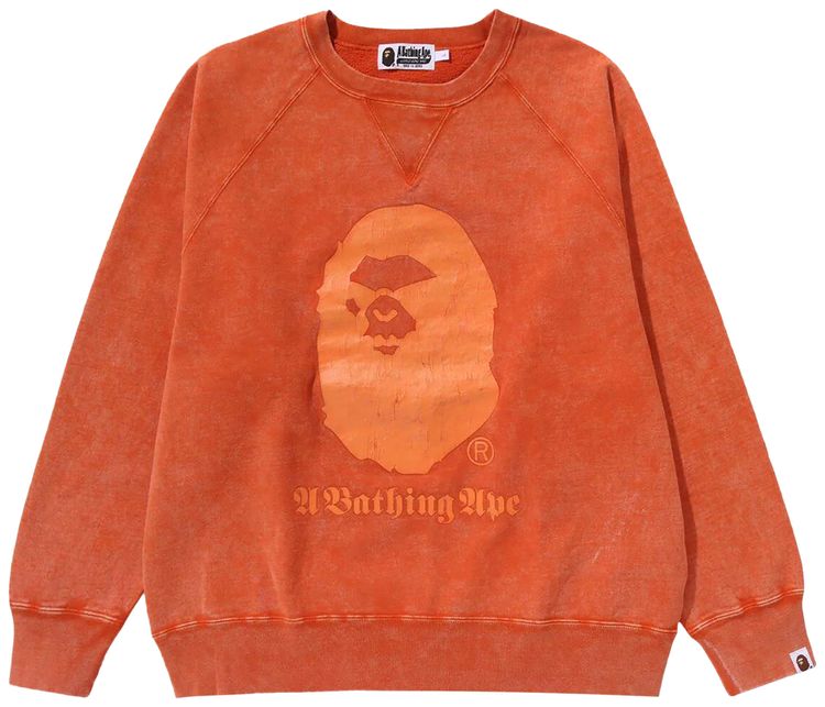 Buy BAPE A Bathing Ape Overdye Relaxed Fit Crewneck 'Orange' - 1K30 113 ...