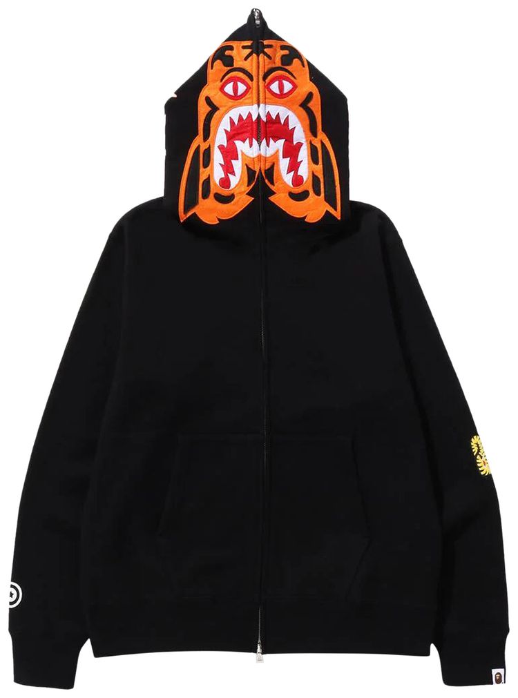 Buy BAPE Tiger Full Zip Hoodie 'Black' - 1K30 115 006 BLACK | GOAT