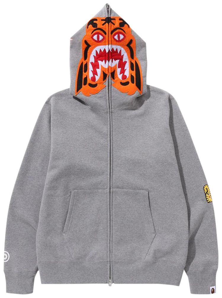 Buy BAPE Tiger Full Zip Hoodie 'Grey' - 1K30 115 006 GREY | GOAT