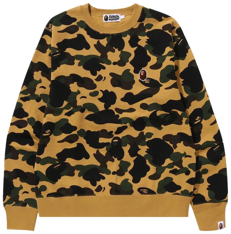 Buy BAPE 1st Camo One Point Crewneck 'Yellow' - 1K30 113 008 YELLOW | GOAT
