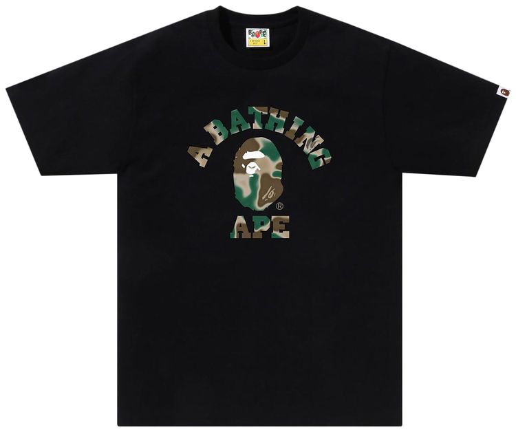 Buy BAPE Liquid Camo College Tee 'Black/Olive Drab' - 1K30 110 028 ...