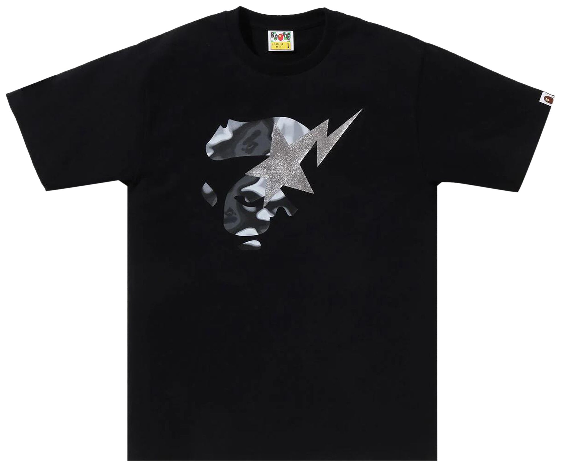 Buy BAPE Liquid Camo Ape Face Sta Tee 'Black/Black' - 1K30 110 031 ...