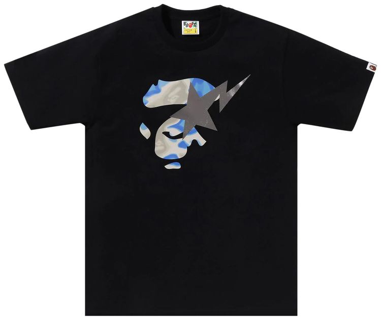 Buy BAPE Liquid Camo Ape Face Sta Tee 'Black/Blue' - 1K30 110 031 BLACK ...