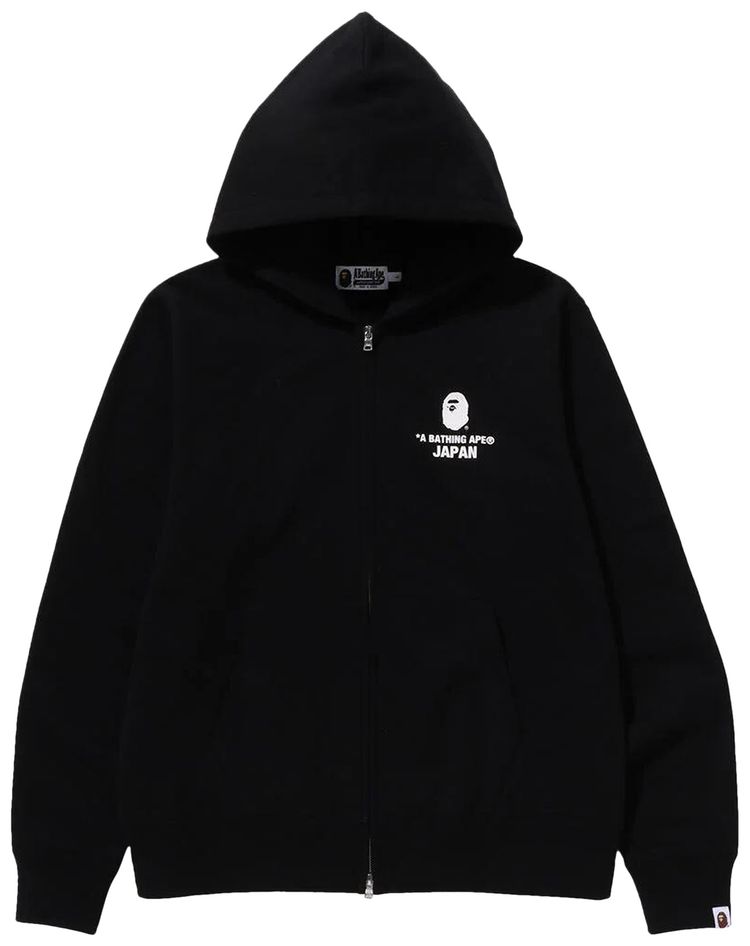 Buy BAPE Japan College Zip Hoodie 'Black' - 1K22 115 007 BLACK | GOAT
