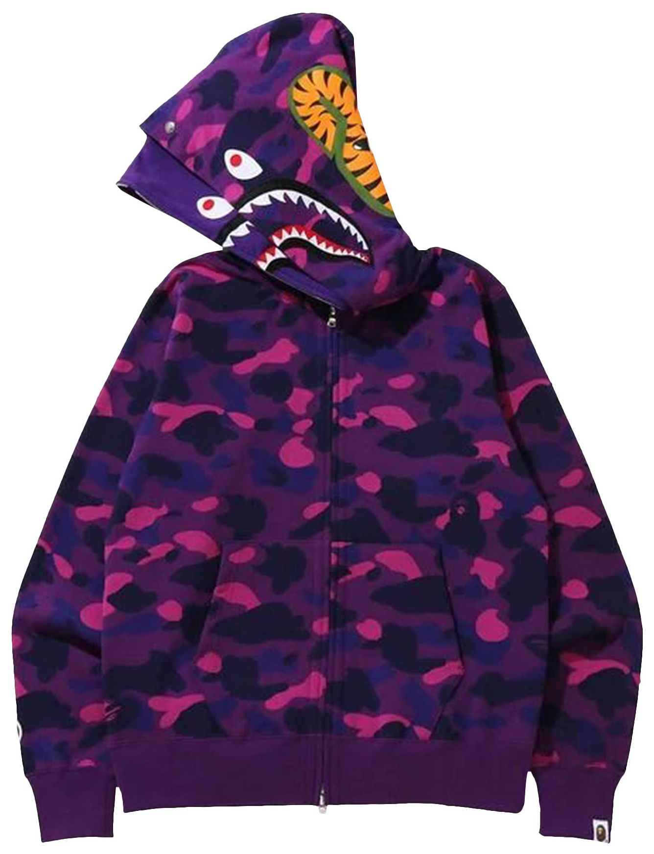 Buy BAPE Color Camo Shark Wide Full Zip Double Hoodie 'Purple' - 1G80 ...