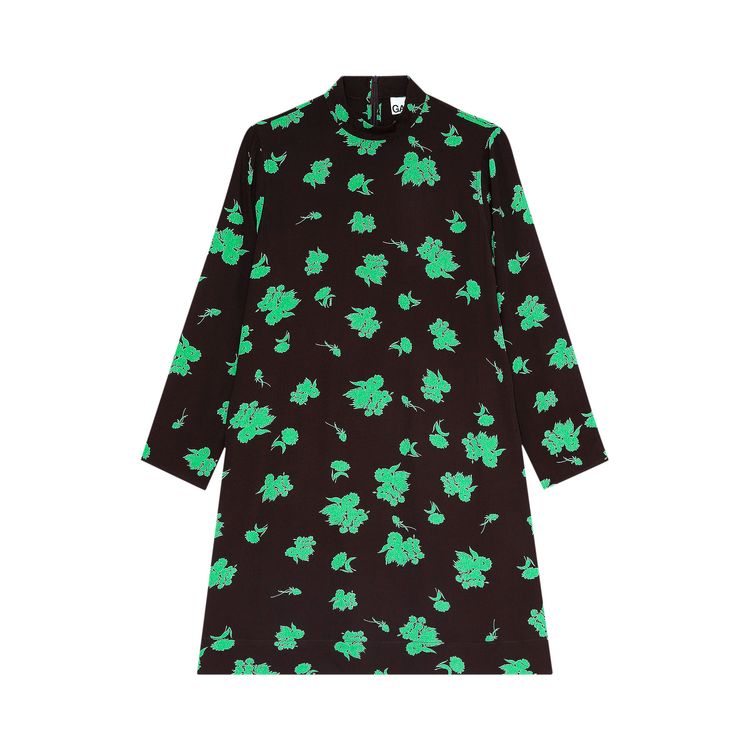 Buy GANNI Printed Crepe Mini Dress 'Phantom' - F5410 PHAN | GOAT