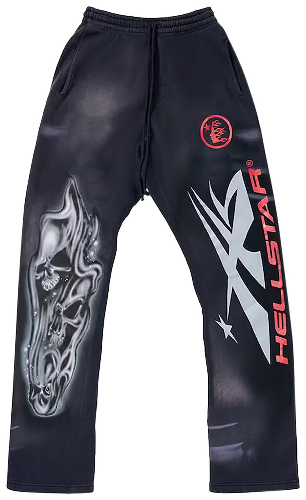 Buy Hellstar Airbrushed Skull Flare Bottom Sweatpants 'Midnight Dye Black' - 9357 1FW230204ASFB ...