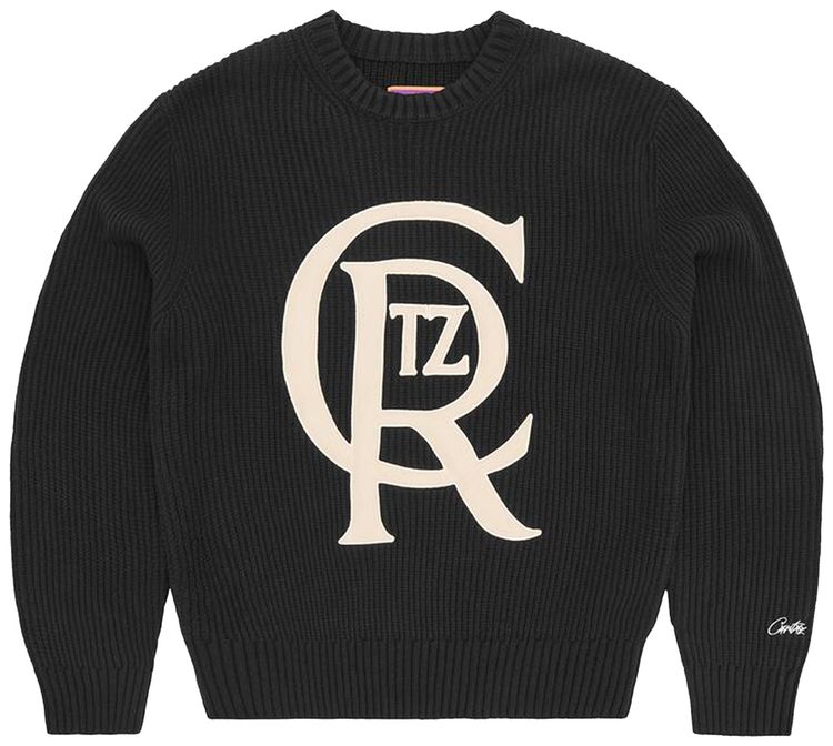 Buy Corteiz Crest Knit Sweater 'Black' - 7892 1SS240105CKS BLAC | GOAT