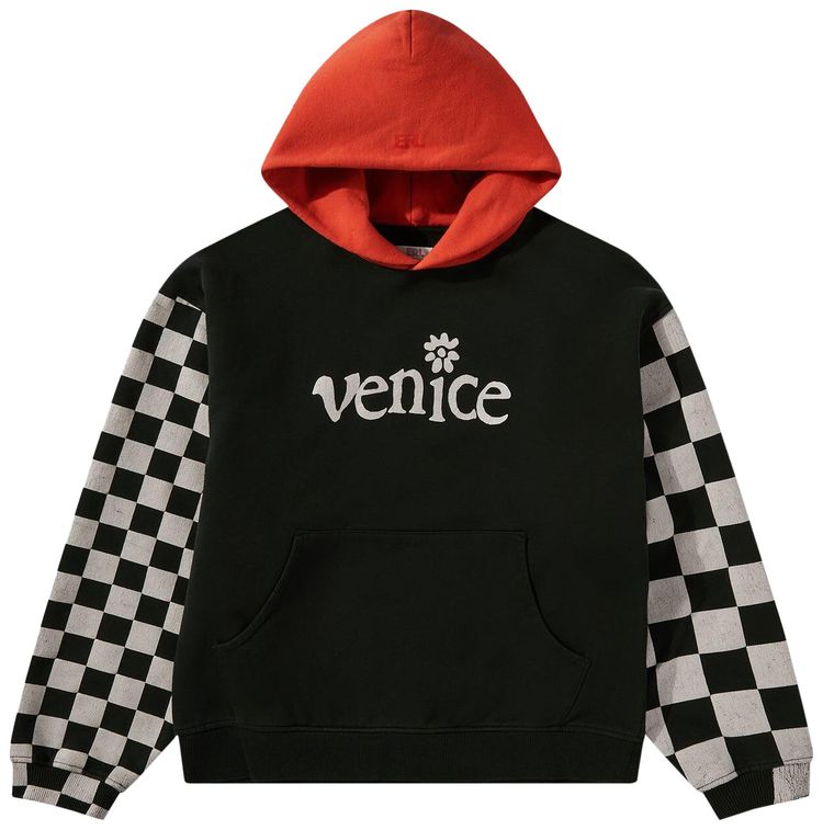 Buy ERL Venice Checker Sleeve Hoodie 'Black Checker' - ERL08T021 BLAC ...