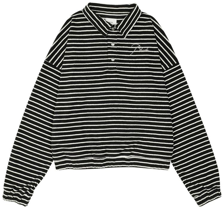 Buy Rhude Stripe Rugby Shirt 'Black/White' - PS24SW08611119 | GOAT
