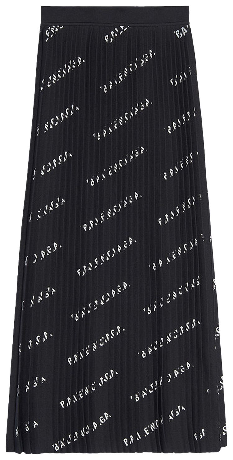 Buy Balenciaga All Over Logo Pleated Midi Skirt 'Black' - 570845 T6140 1070 | GOAT AU