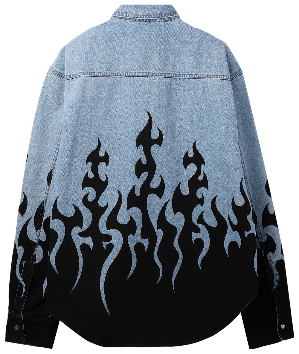Buy Vetements Fire Denim Shirt 'Blue' - UE64SH700N BLUE | GOAT