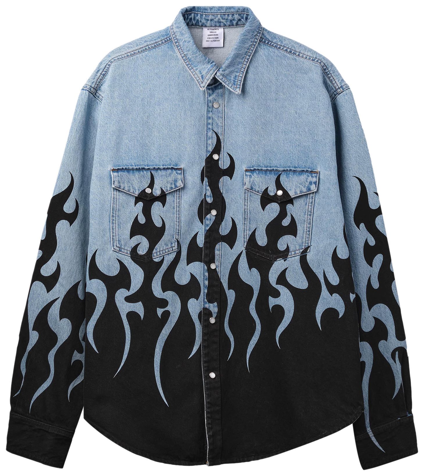Buy Vetements Fire Denim Shirt 'Blue' - UE64SH700N BLUE | GOAT