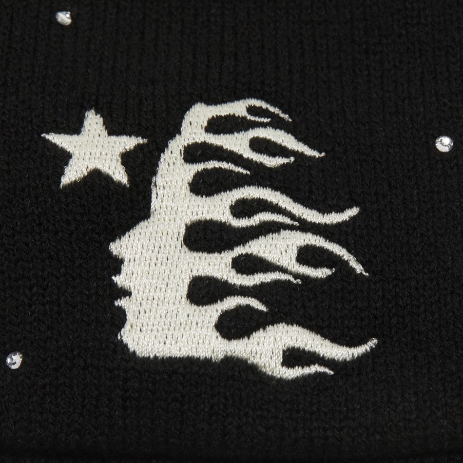 Buy Hellstar Flame Beanie 'Black' - HS SH 0743 BLAC | GOAT