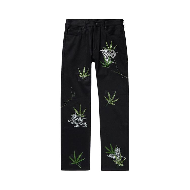 Buy Off-White Weed Skate Fit Jeans 'Black' - OMYA138S22DEN0021055 | GOAT