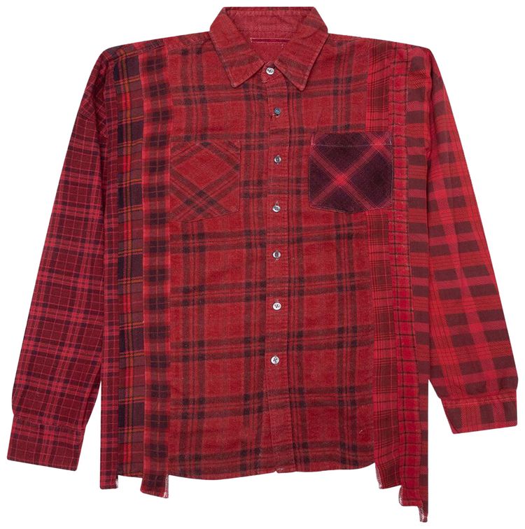 Buy Needles Rebuild 7 Cuts Wide Flannel Shirt 'Red' - OT302 RED | GOAT