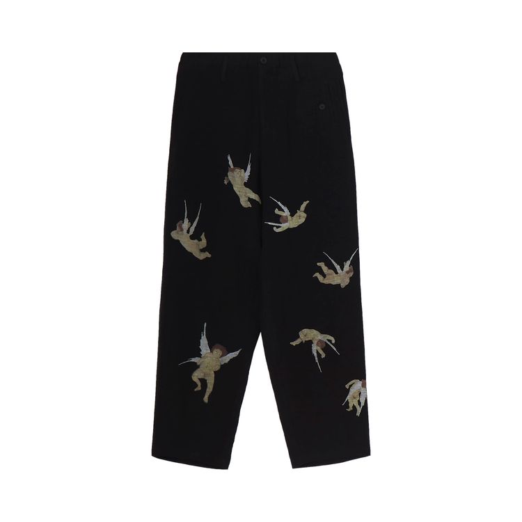 Buy Yohji Yamamoto Angel Print Pants 'Black' - HS P52 358 1 | GOAT