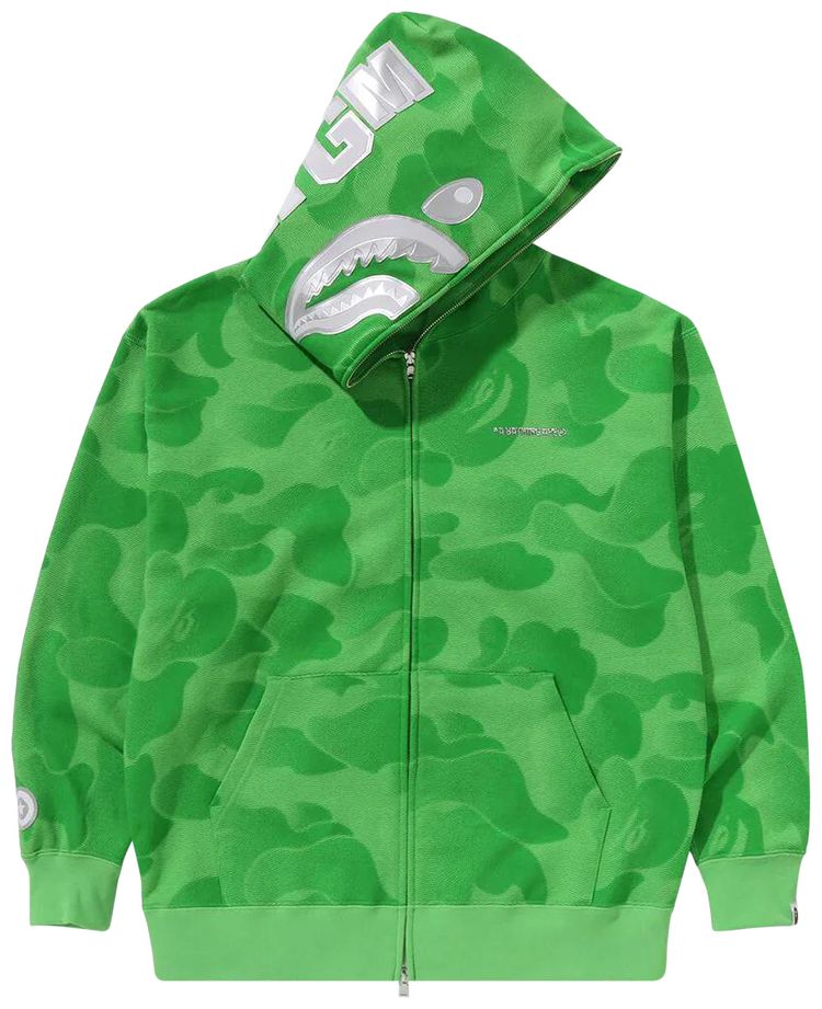Buy BAPE Ink Camo Shark Zip Hoodie 'Green' - 1K30 115 305 GREEN | GOAT