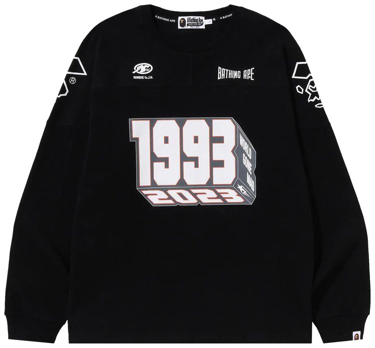 Buy BAPE Football Relaxed Fit Long-Sleeve Tee 'Black' - 1J30 111 006 ...