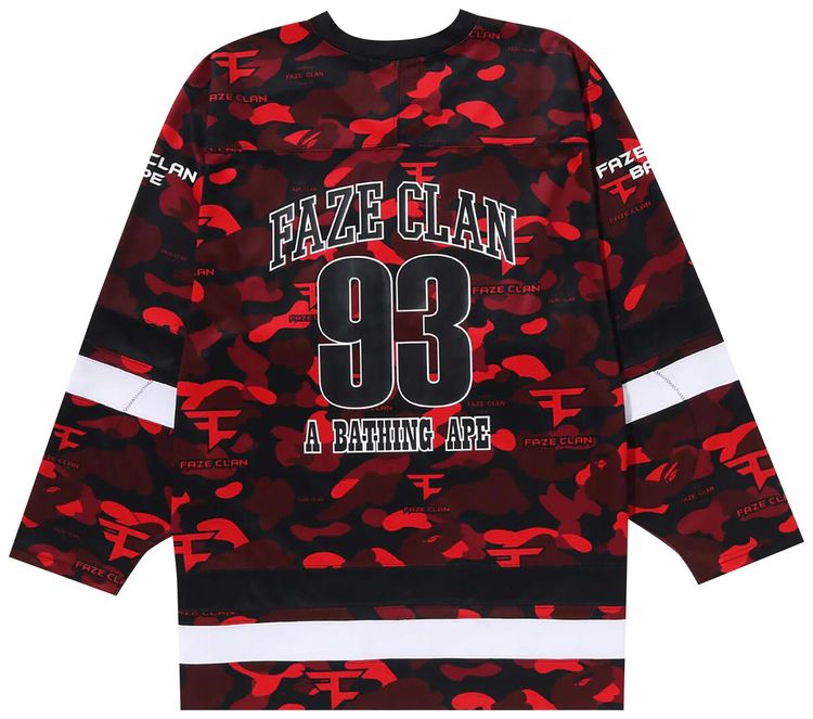 Buy BAPE x FaZe Clan Hockey Long-Sleeve Tee 'Red' - 1I73 111 903 RED | GOAT