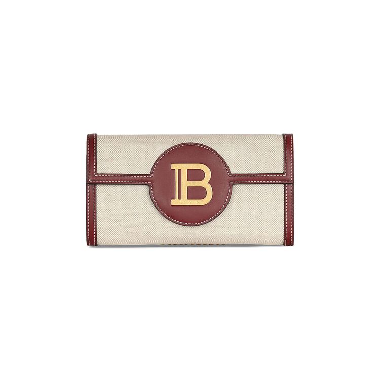 Buy Balmain B-Buzz Canvas Chain wallet 'Natural/Bordeaux ...