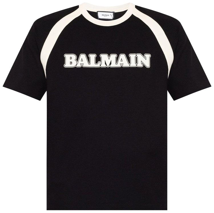 Buy Balmain Retro Logo T-Shirt 'Black/Cream' - BU1EF075BC45 EEI | GOAT