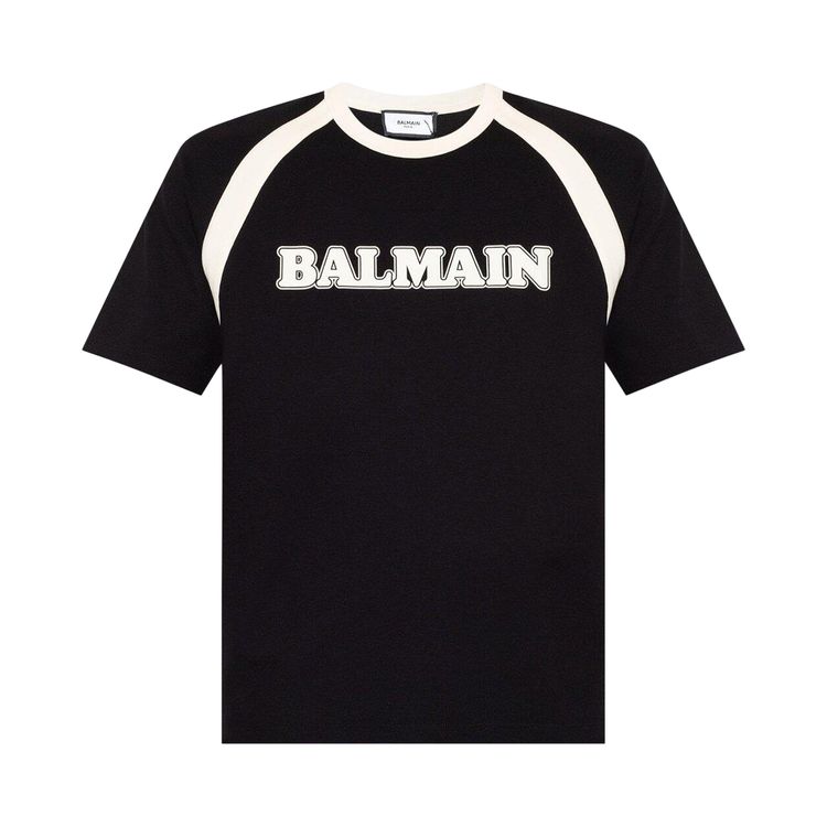 Buy Balmain Retro Logo T-Shirt 'Black/Cream' - BU1EF075BC45 EEI | GOAT